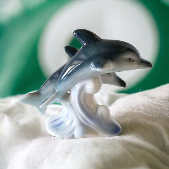 Accents | Porcelain Dolphins Figurine Atop The Waves Sea Life Ocean ...